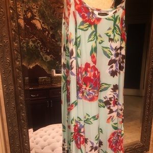 Reborn | Dresses | Colorful Summer Dress Xl Aqua Red Brown | Poshmark